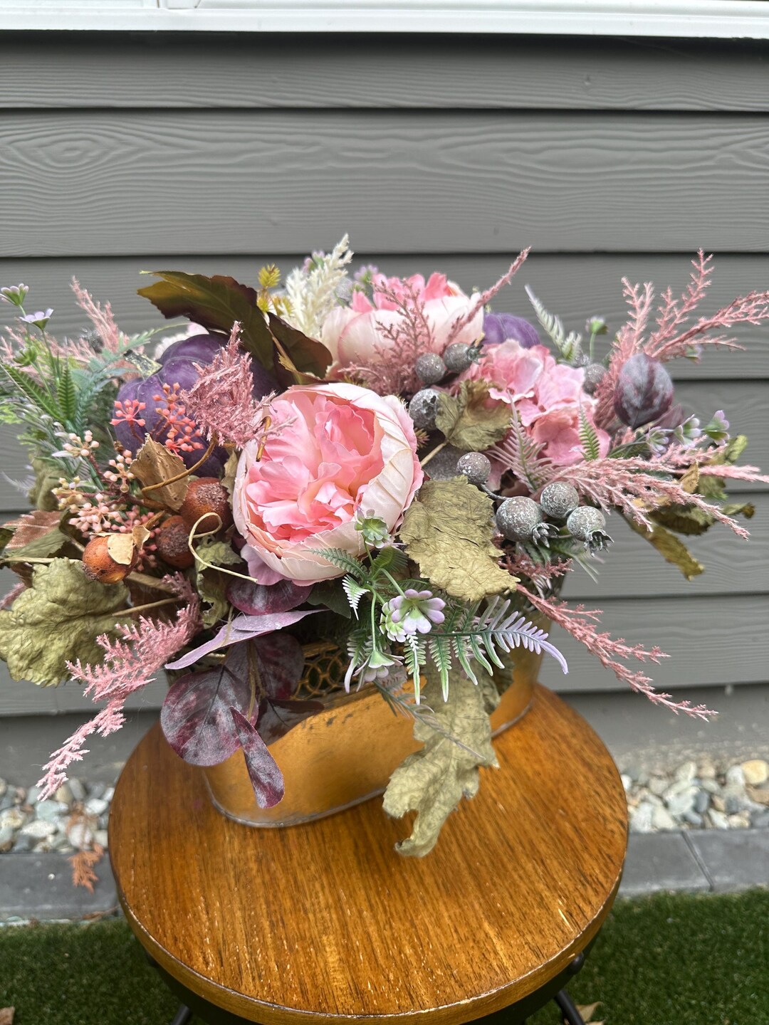 Fall Bucket Table Arrangement. Fall Table Centerpiece. Fall Bucket ...
