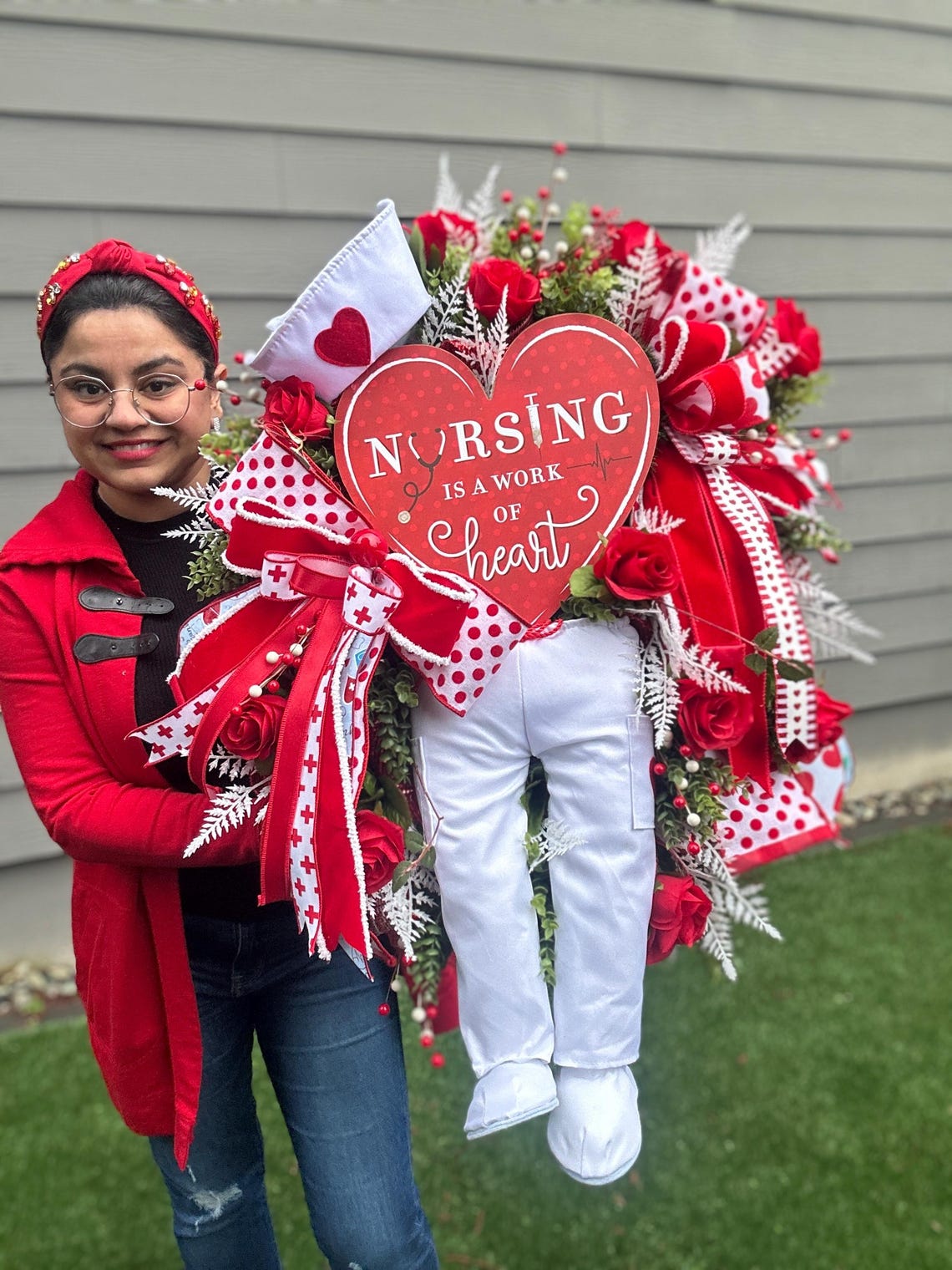 Nursing Wreath. Nurse Wreath. Valentine’s Day Wreath. Nurse Gift Ideas ...