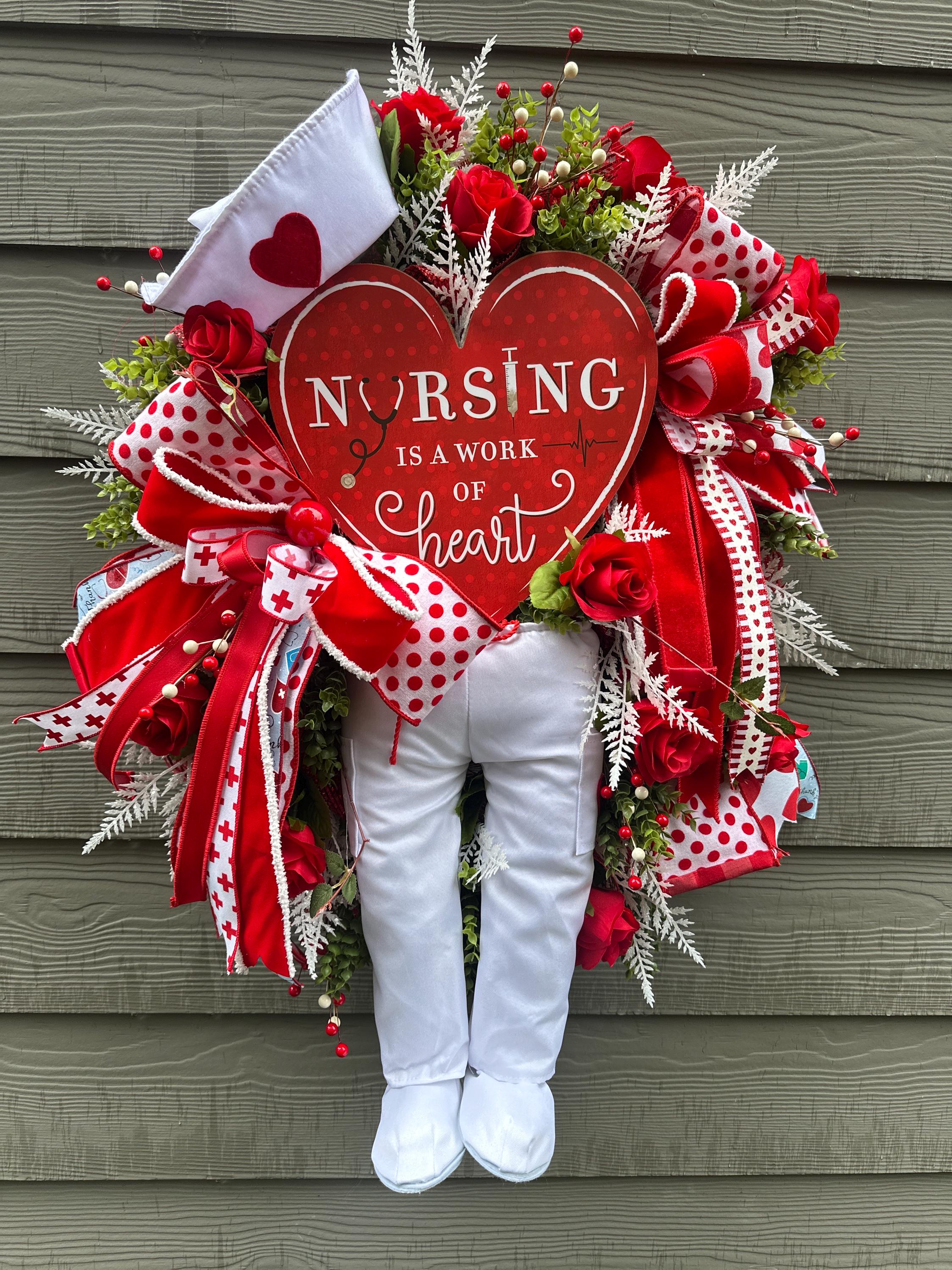 Nursing Wreath. Nurse Wreath. Valentine’s Day Wreath. Nurse Gift Ideas ...
