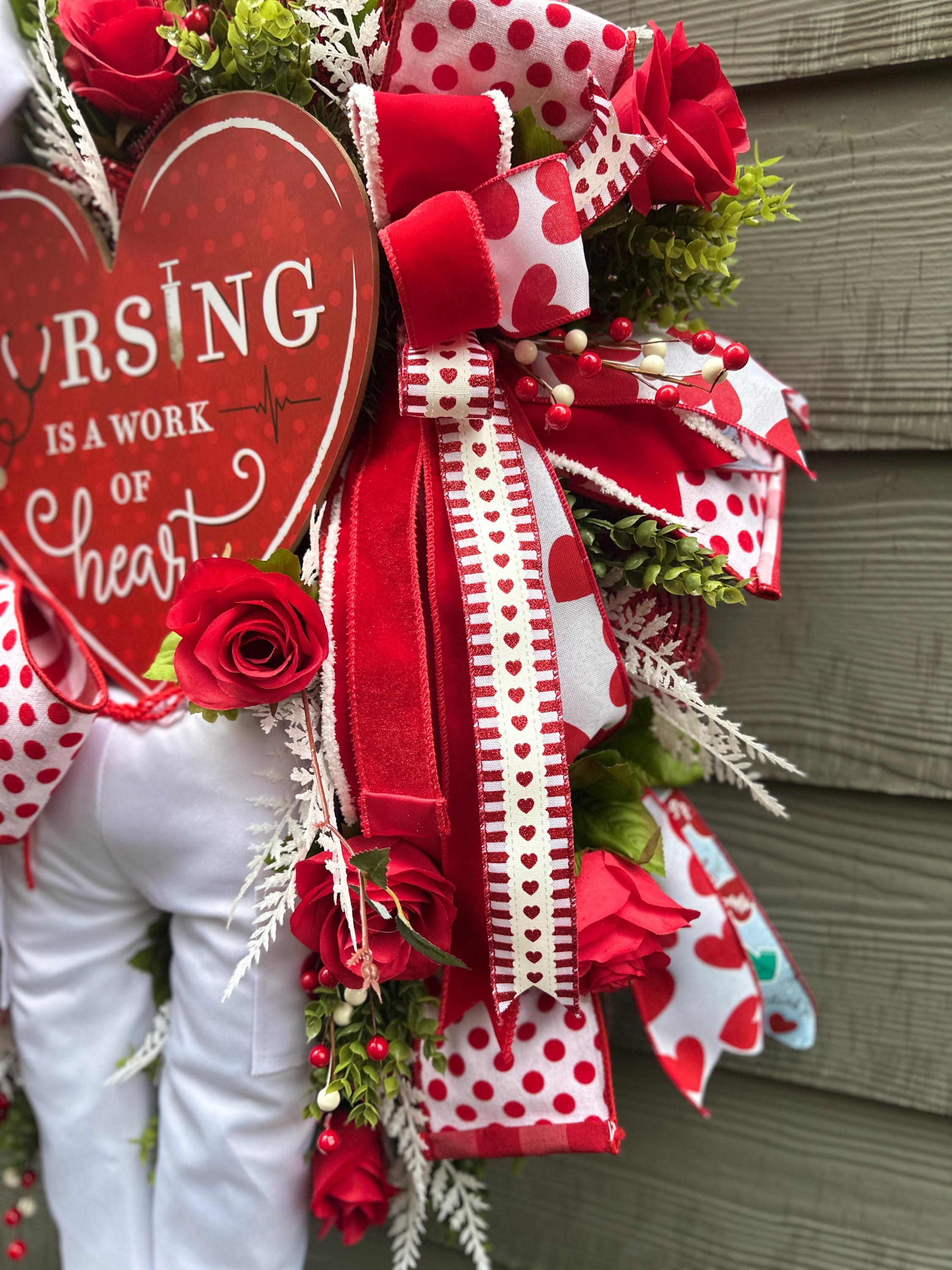 Nursing Wreath. Nurse Wreath. Valentine’s Day Wreath. Nurse Gift Ideas ...