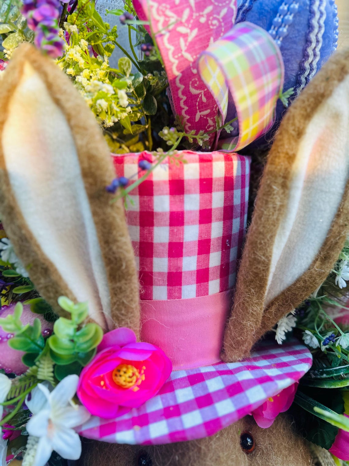 Bright Easter Bunny Top Hat Wreath Swag. Easter Wreath. Spring Bunny ...