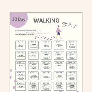30 Day Walking Challenge Printable | Digital Walking Planner | Monthly ...