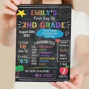 First Day of School Sign Canva Template Chalkboard Back to - Etsy