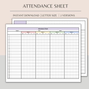 Attendance Sheet | Digital Attendance Tracker | Attendance Record List ...