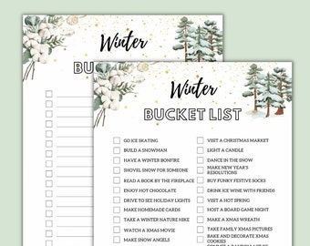 Winter Bucket List Printable Winter Activities for Kids Family Bucket ...