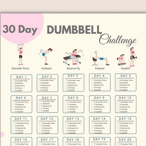 30 Day Dumbbell Challenge Dumbbell Fitness Printable - Etsy