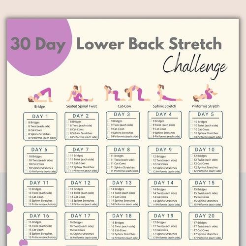 30 Day Lower Back Stretch Challenge Digital Workout Guide - Etsy