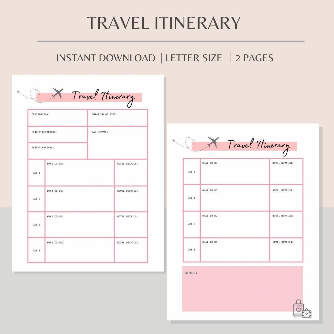 Ultimate Travel Itinerary Planner | Week Travel Planner | Trip ...