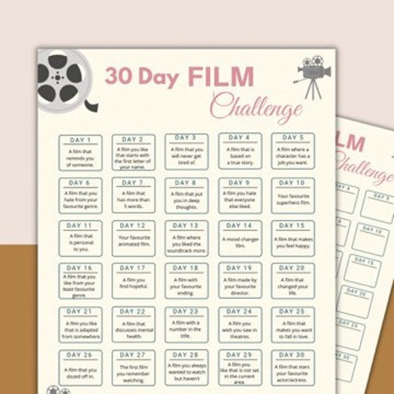 30 Day Movie Challenge | Digital Film Tracker | Movie Planner ...