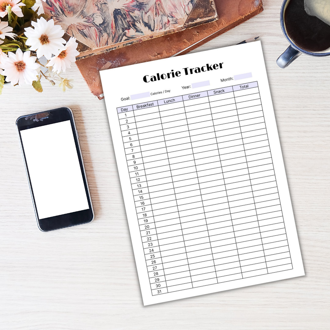 Digital Calorie Tracker | Monthly Diet Tracker | Diet Diary | Food ...