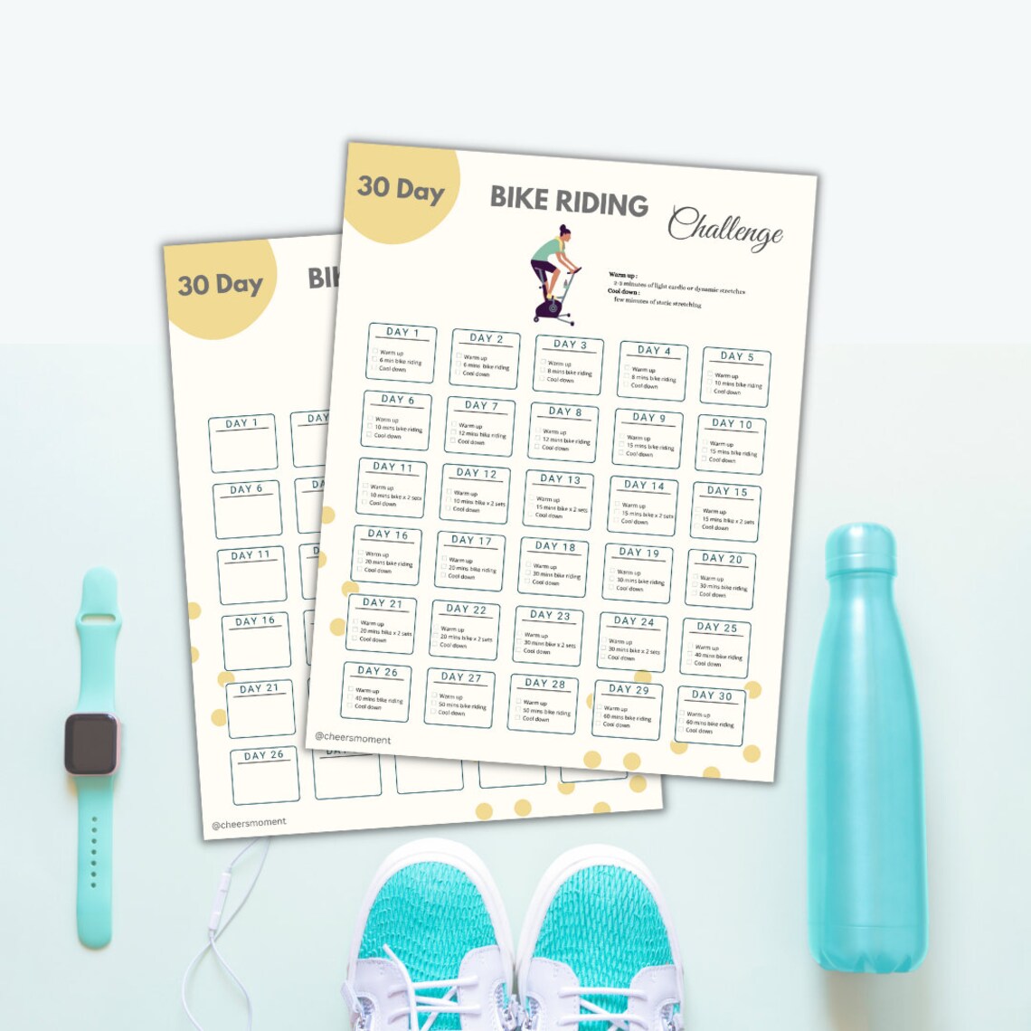 30 Day Bike Riding Challenge Printable | Bodybuilding Tracker | Fitness ...