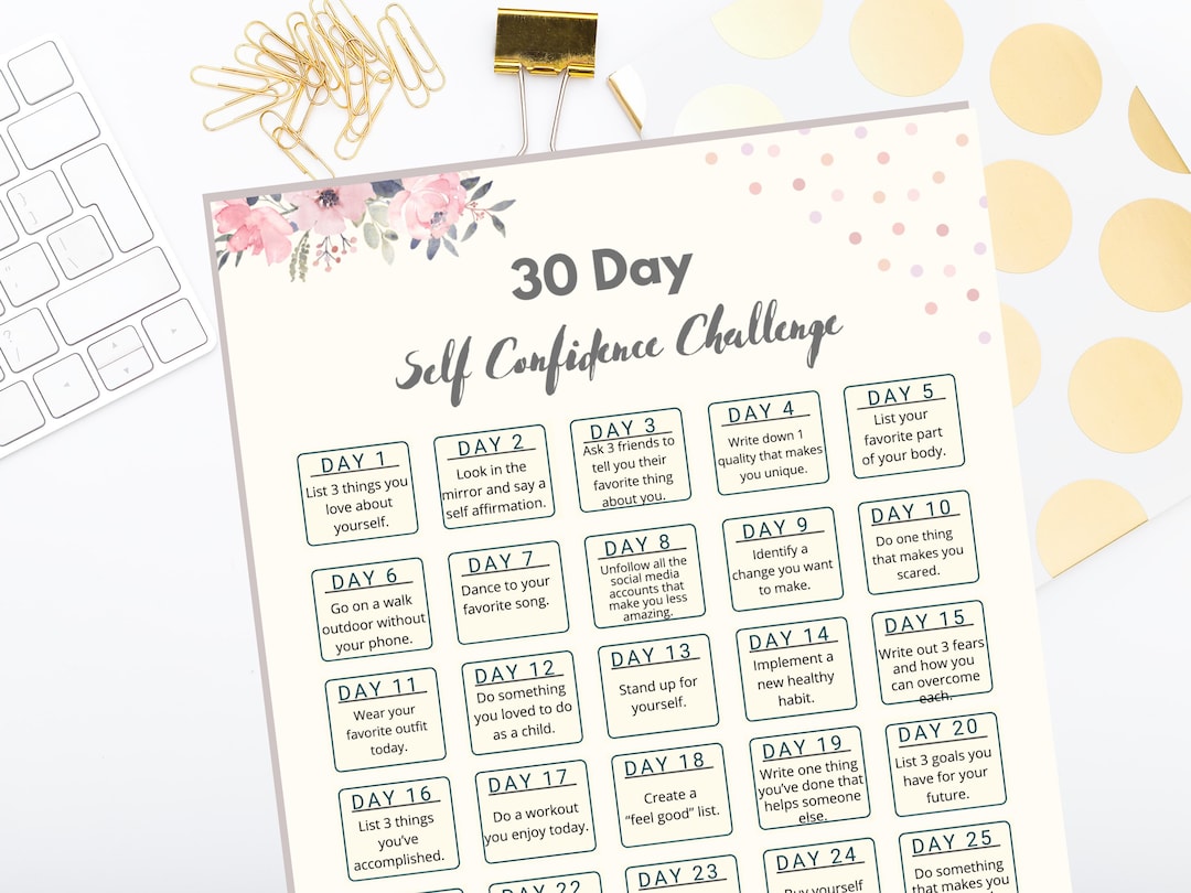 30 Day Self Confidence Challenge Printable | Self Confidence Guide ...