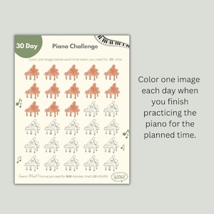 30 Day Piano Challenge Printable | Piano Practice Tracker | Digital ...