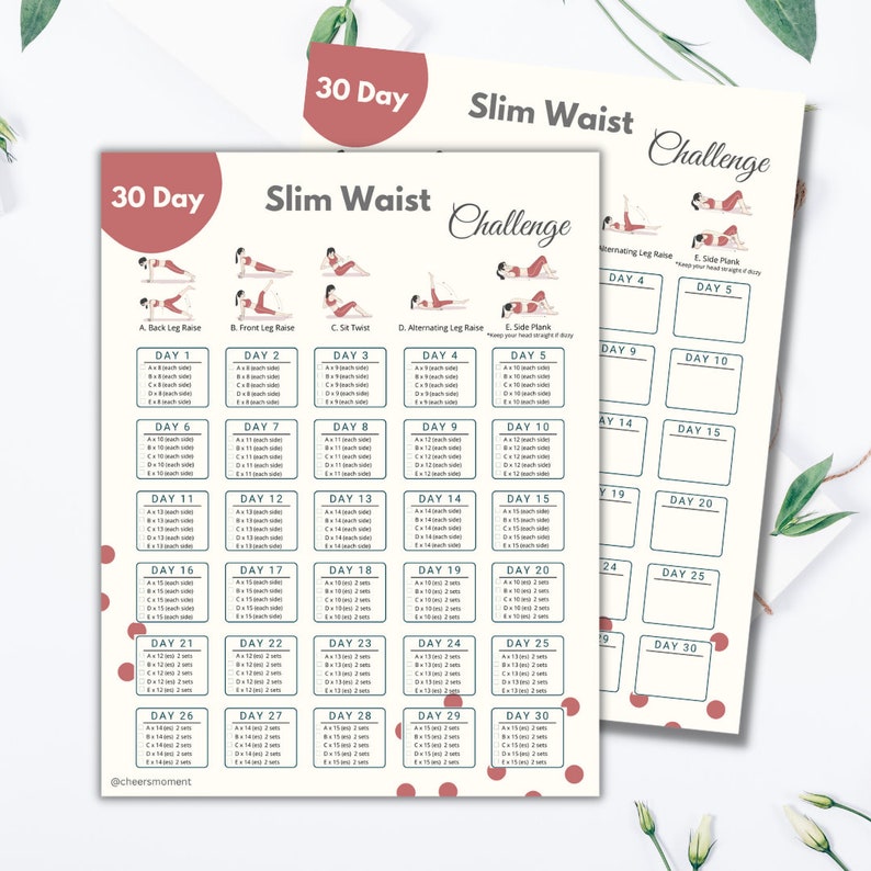 Ultimate 30 Day Slim Waist Challenge Printable | Waist Slimdown Planner ...