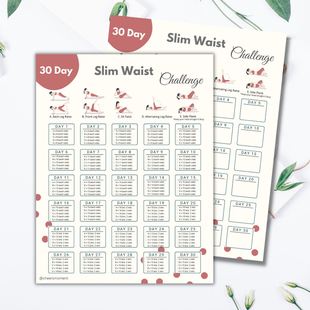 Ultimate 30 Day Slim Waist Challenge Printable | Waist Slimdown Planner ...