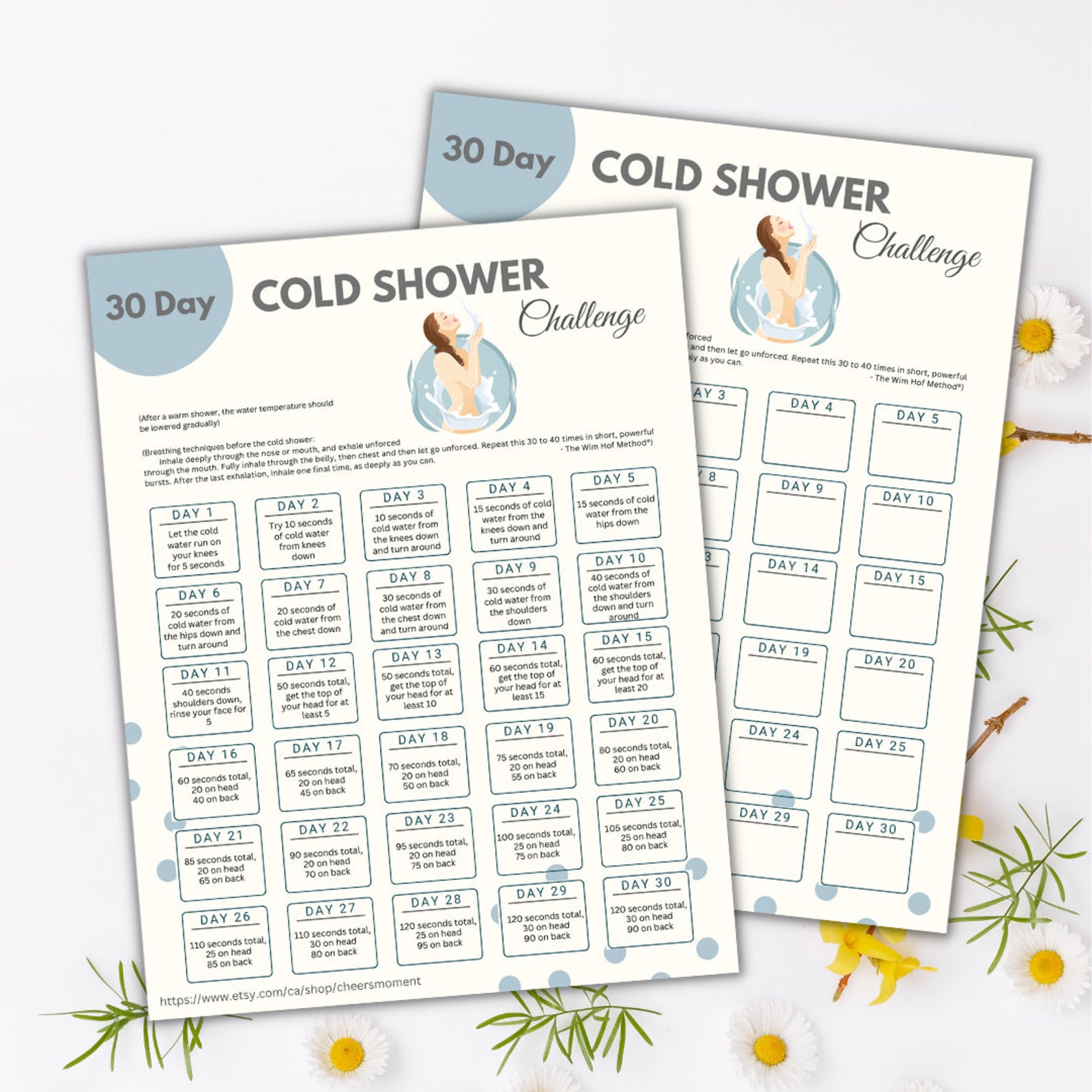 30 Day Cold Shower Challenge | Cold Shower Routine | Self Challenge - Etsy