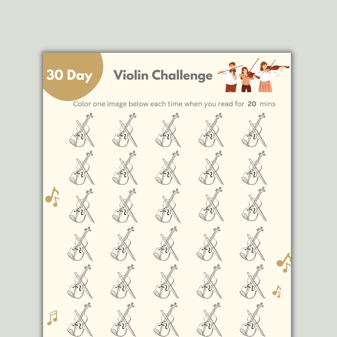 30 Day Violin Challenge Printable | Violin Practice Tracker | Digital ...