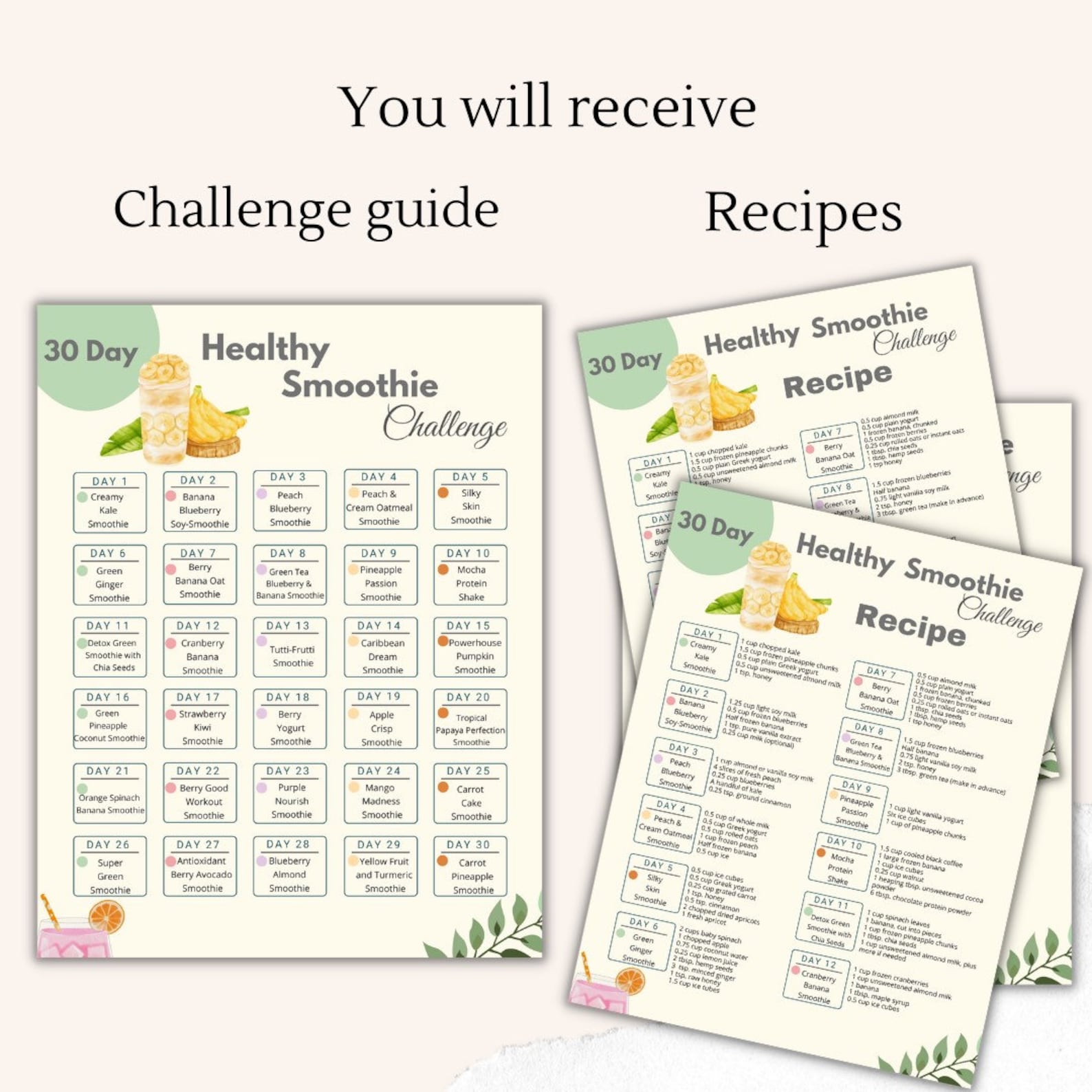 30 Day Smoothie Challenge With Recipes | Healthy Eating Tracker | How ...