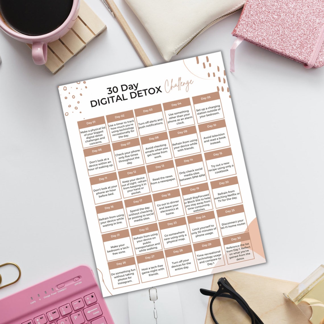 30 Day Digital Detox Challenge Printable Digital Away - Etsy