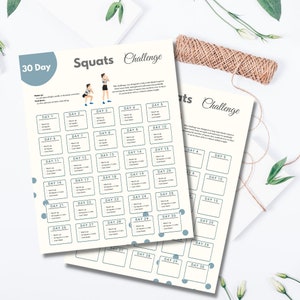 30 Day Squats Challenge Printable | Fitness Planner | Strengthen Lower ...