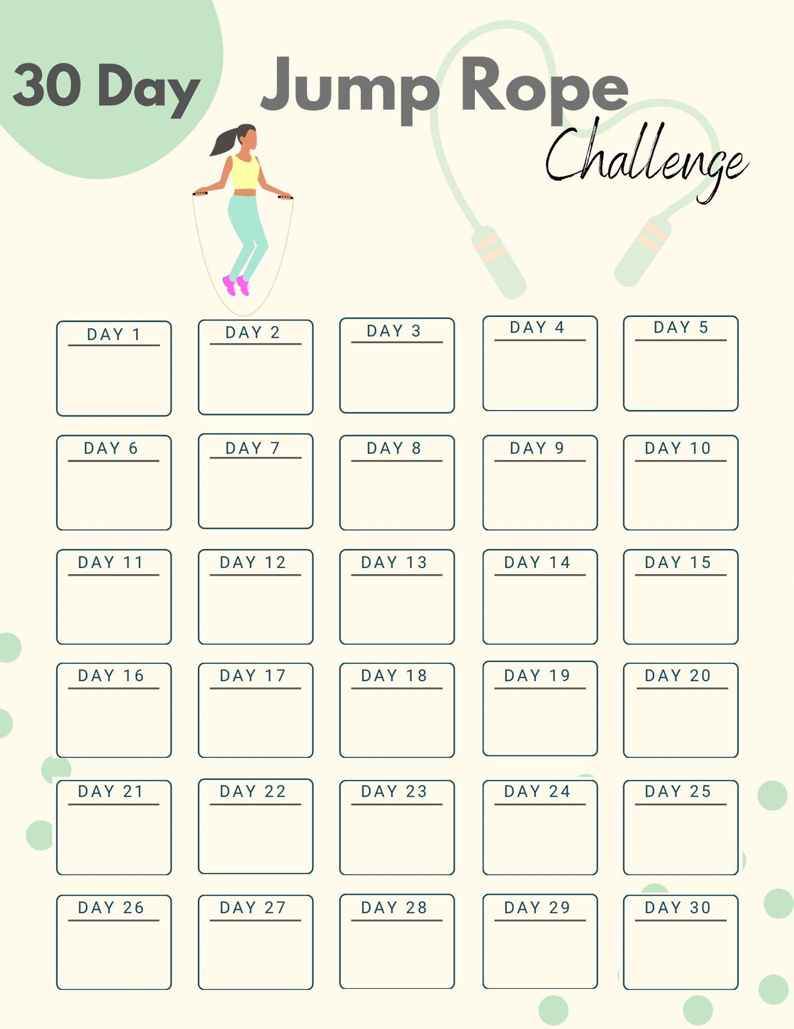 30 Day Jump Rope Challenge Digital Fitness Planner Body - Etsy