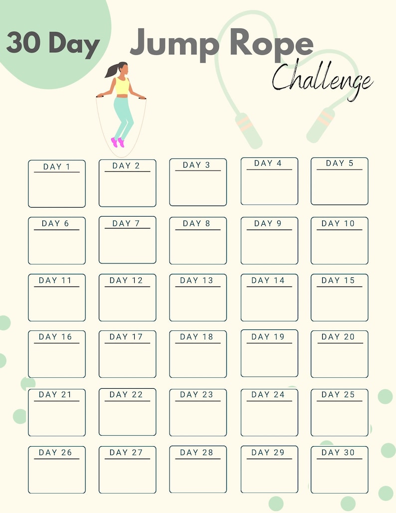 30 Day Jump Rope Challenge Digital Fitness Planner Body - Etsy