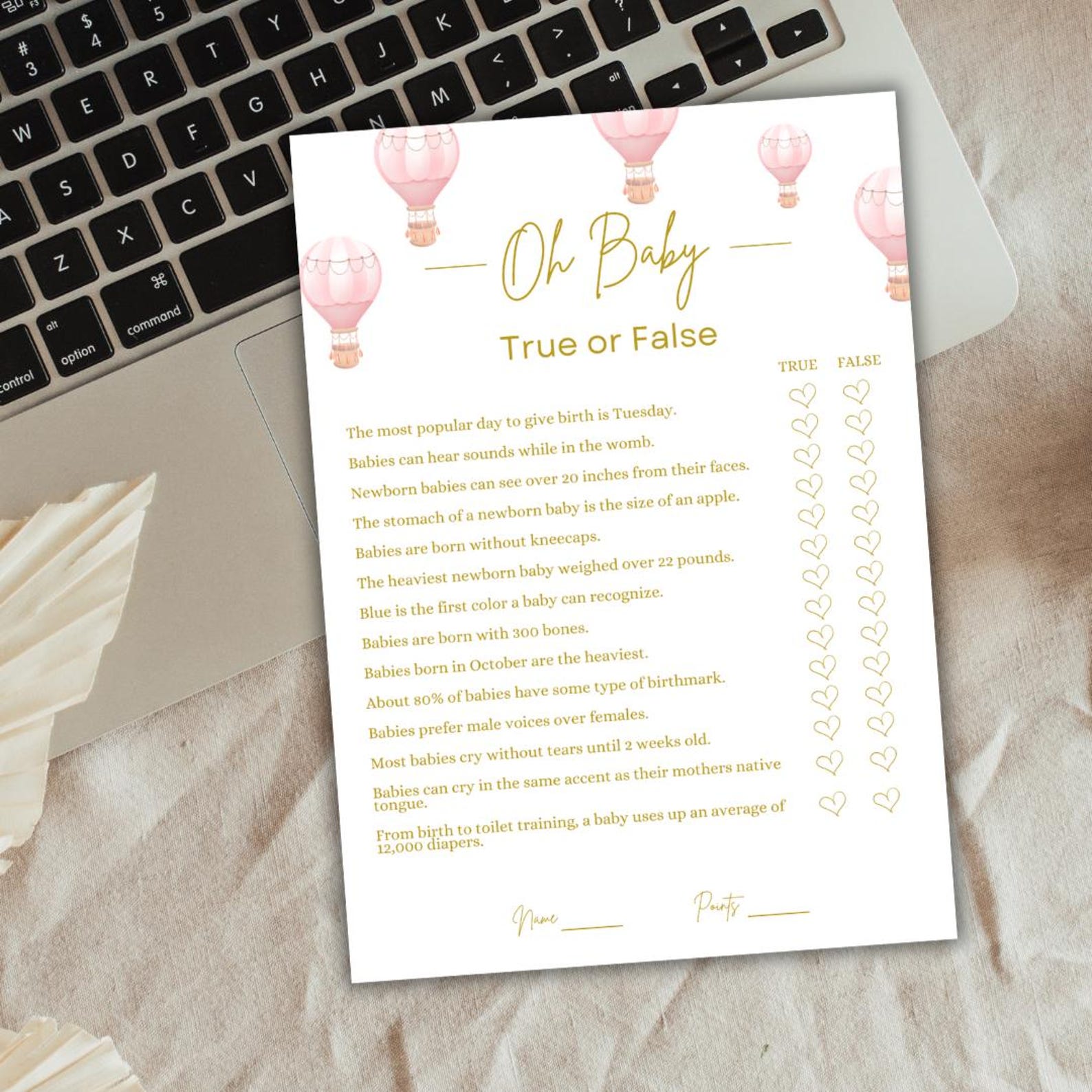 Baby Shower Game True or False | Digital Baby Shower Game | Baby Trivia ...