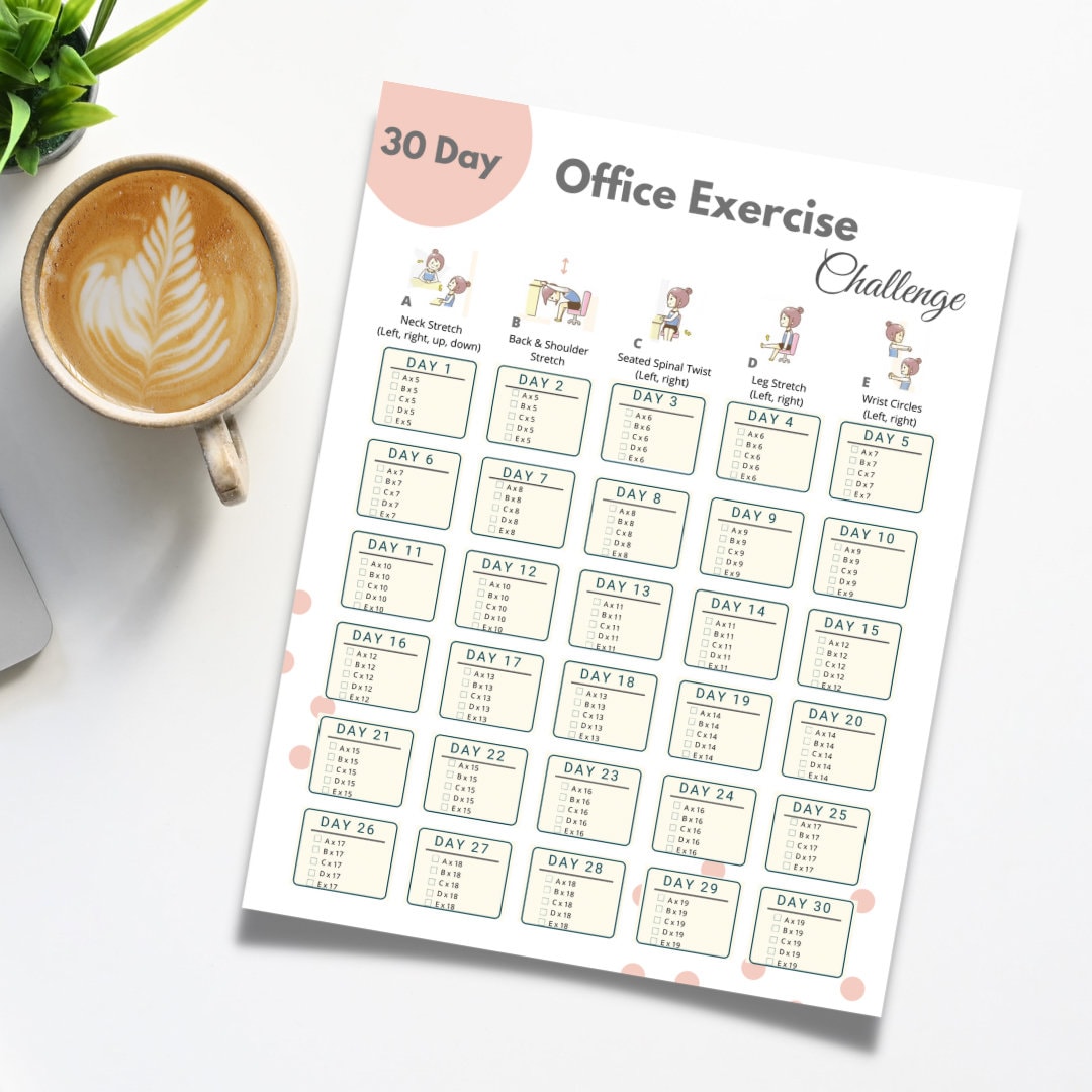 30 Day Office Exercise Challenge | Desk Yoga | Office Fitness Guide ...