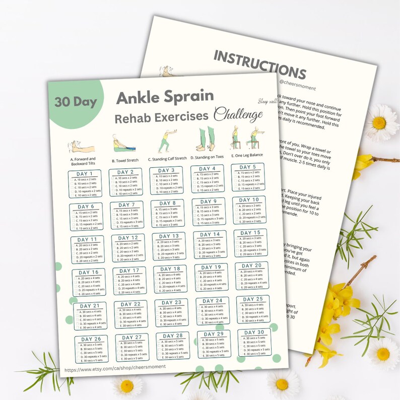 30 Day Ankle Sprain Rehab Exercise Challenge | Ankle Injuries Exercise ...
