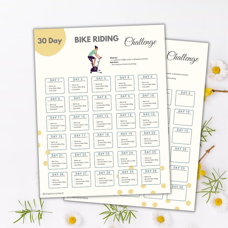 30 Day Bike Riding Challenge Printable | Bodybuilding Tracker | Fitness ...