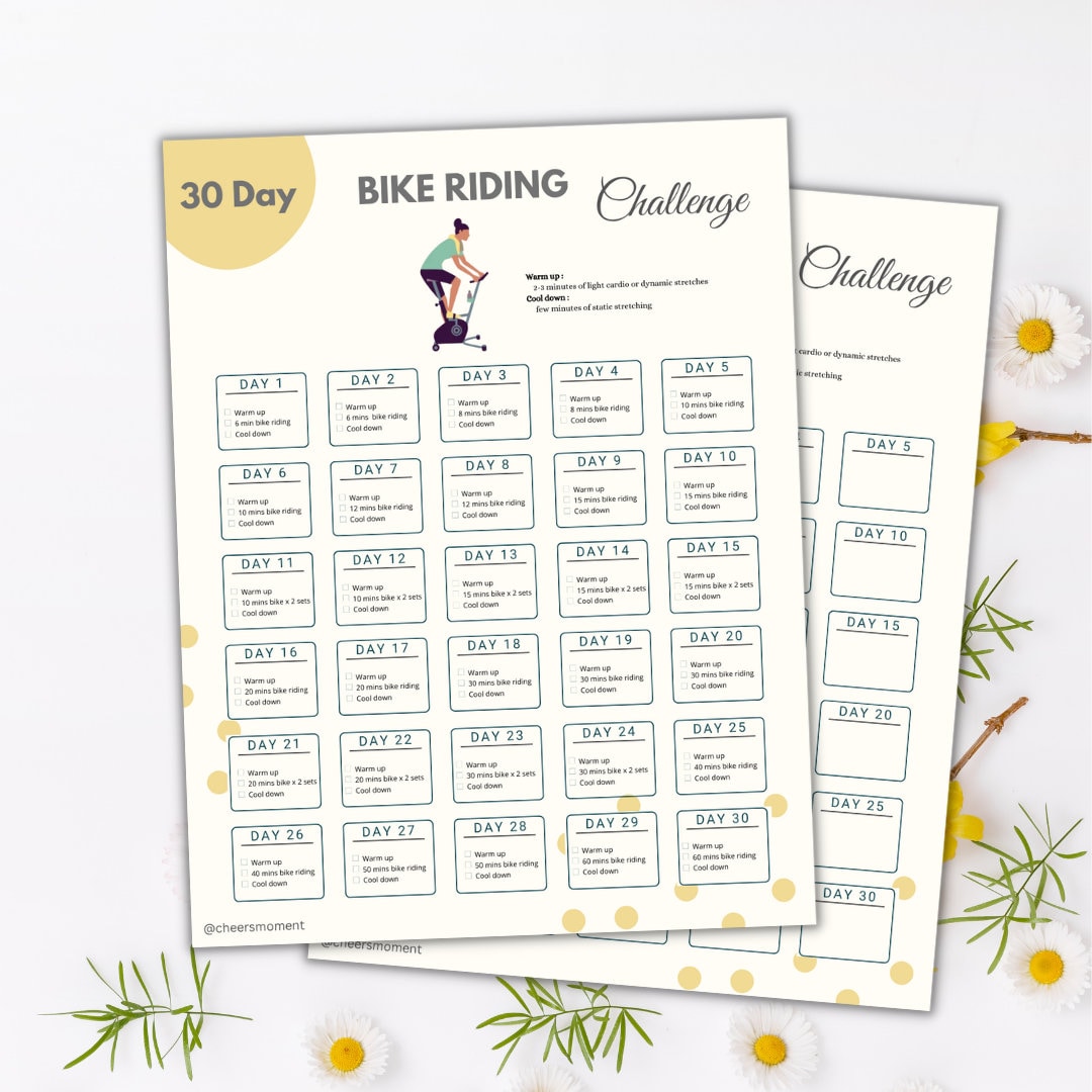 30 Day Bike Riding Challenge Printable | Bodybuilding Tracker | Fitness ...