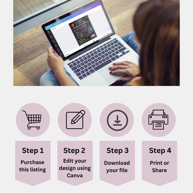 First Day of School Sign Canva Template | Chalkboard Back to School ...