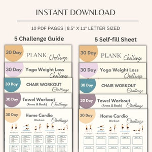 30 Day Home Workout Challenge Bundle | Digital Fitness Challenge | Printable Exercise Planner ...