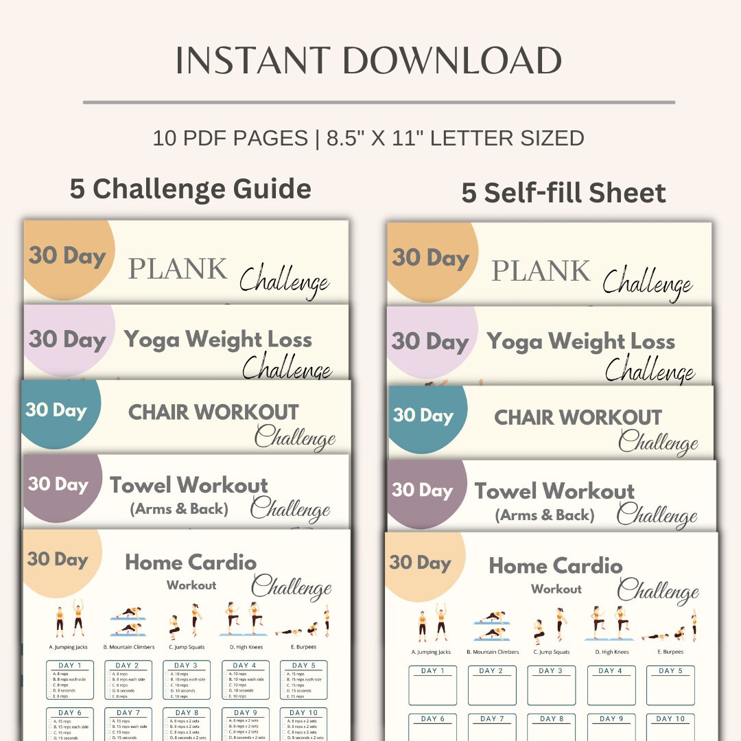 30 Day Home Workout Challenge Bundle Digital Fitness Challenge ...