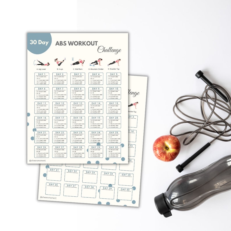 30 Day Abs Workout Challenge Core Workout Digital Flat Belly Challenge ...