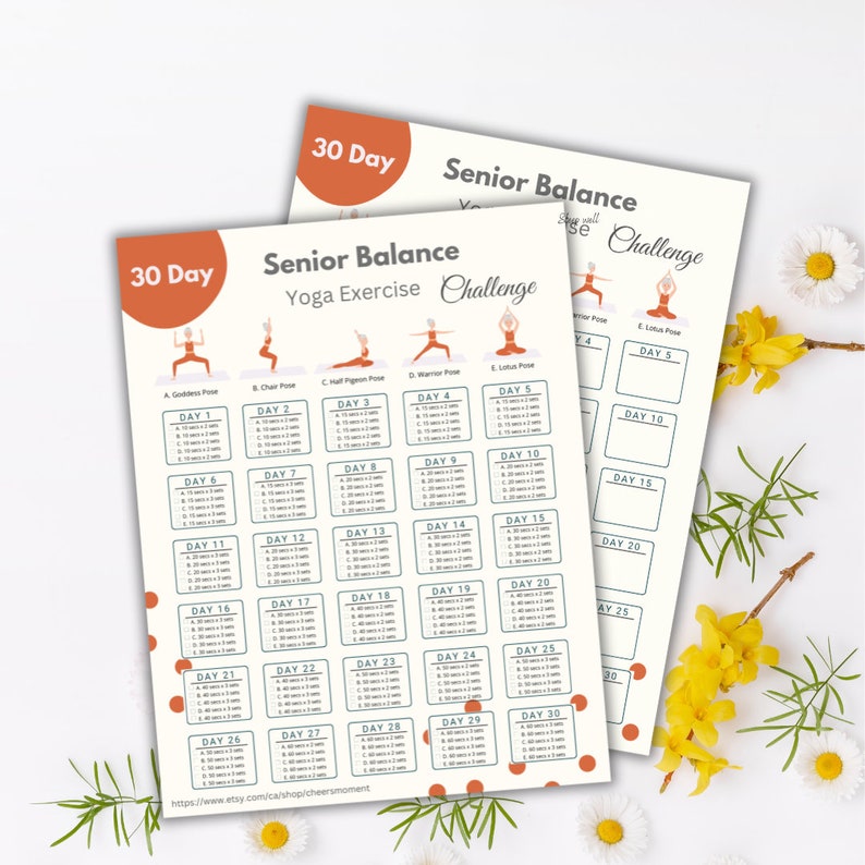 30 Day Senior Balance Challenge Printable | Senior Yoga | Balance ...