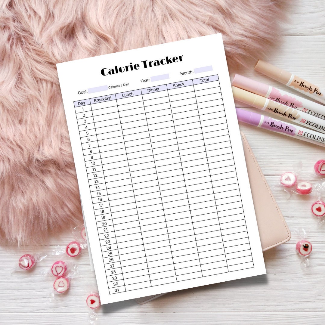 Digital Calorie Tracker | Monthly Diet Tracker | Diet Diary | Food ...