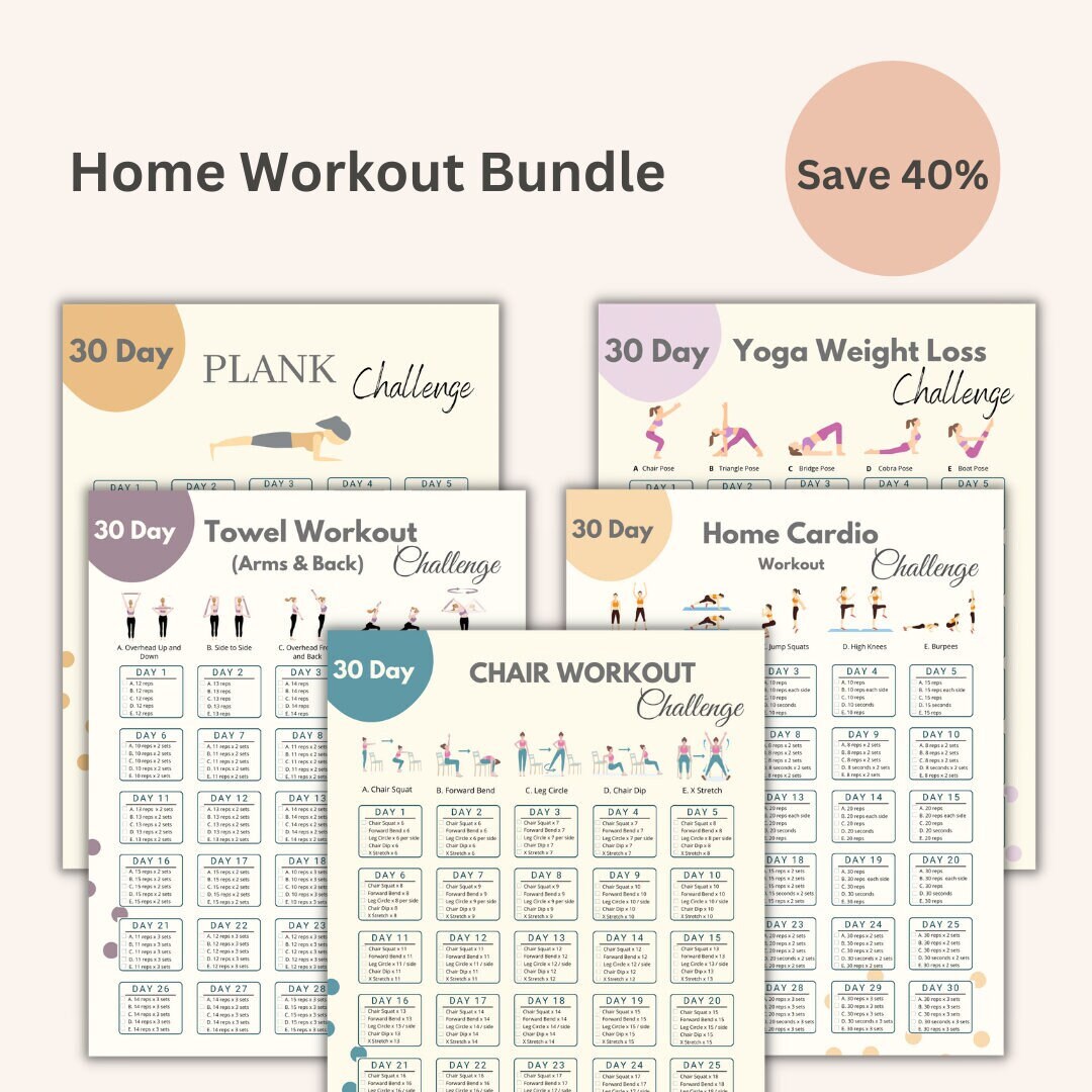 30 Day Home Workout Challenge Bundle Digital Fitness - Etsy