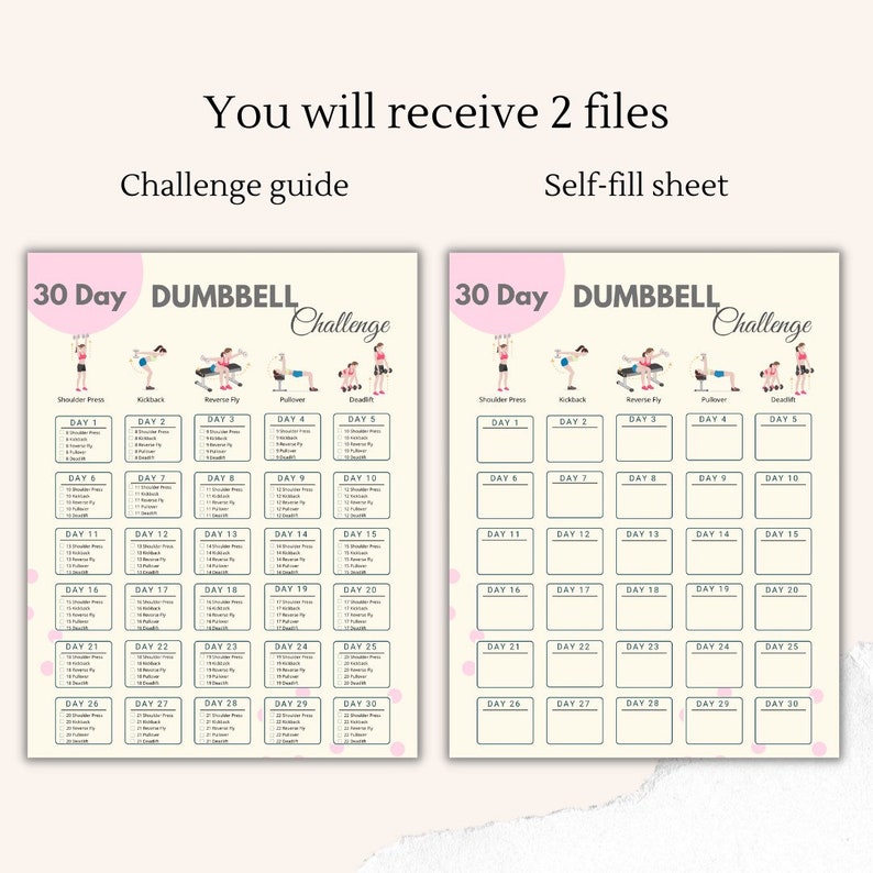 30 Day Dumbbell Challenge | Dumbbell Fitness | Printable Dumbbell ...