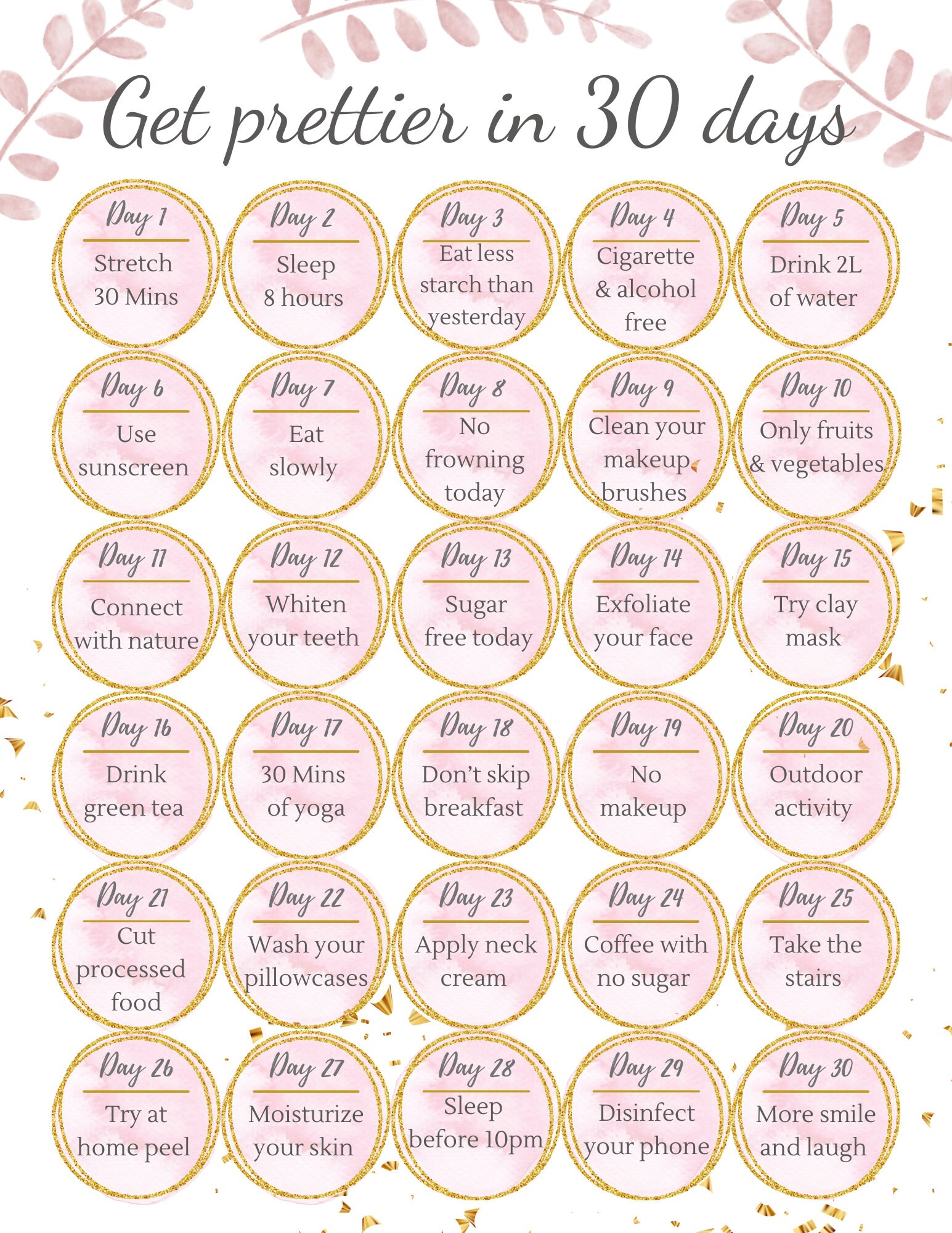 Get Prettier in 30 Days 30 Day Beauty Challenge Be Pretty Planner ...
