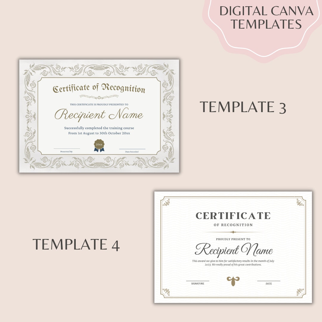 Canva Certificate Template Bundle: Printable Recognition Awards ...