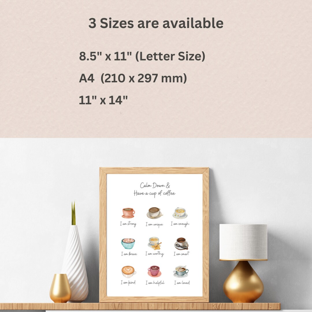 Coffee Affirmation Art Printable Cafe Theme Self Empowerment - Etsy
