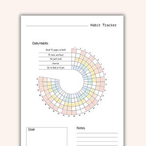Habit Tracker Wheel Printable | Habit Planner Wheel Circle Habit ...
