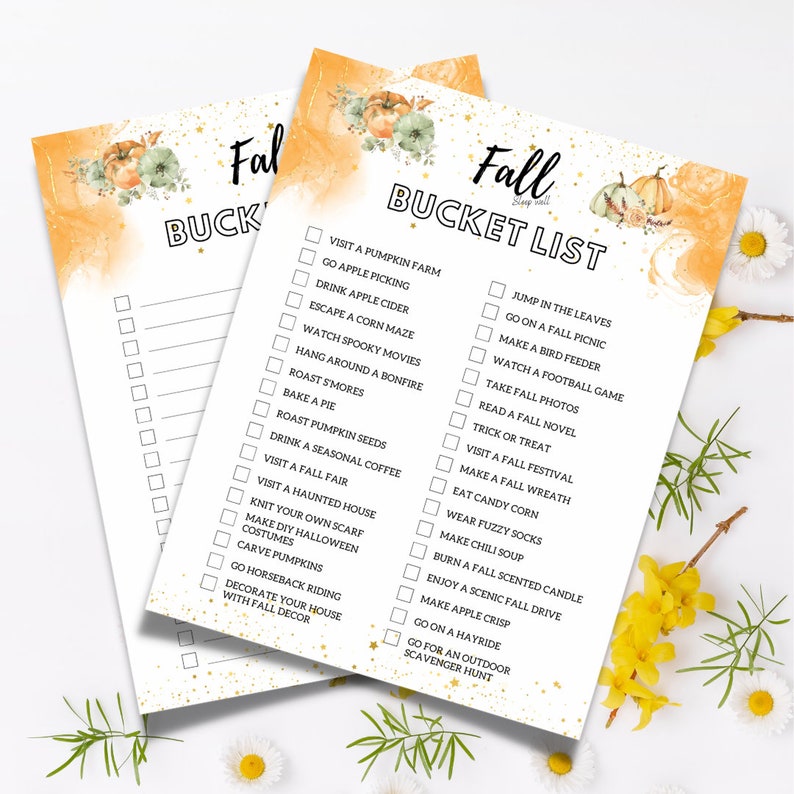 Fall Bucket List Printable Autumn Fun Activities Idea Autumn to Do List ...