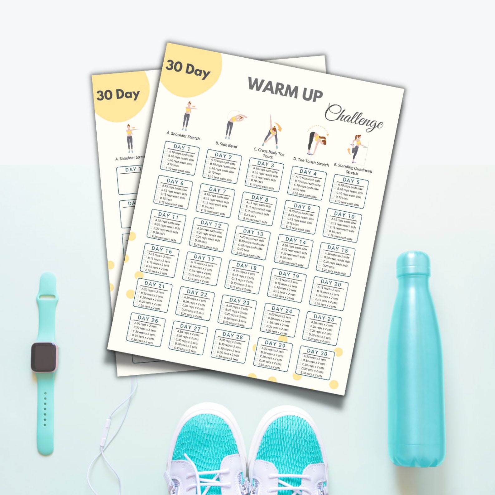 30 Day Warm up Challenge Printable Workout Prep Digital - Etsy