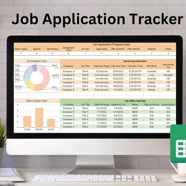 Job Tracker Google Sheet - Etsy