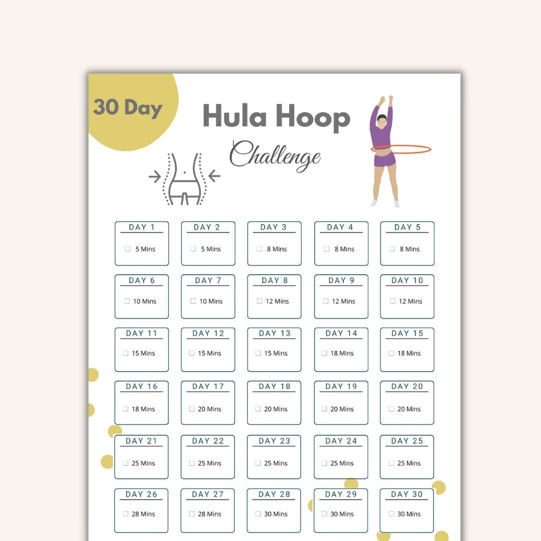 30 Day Hula Hoop Challenge Planner Slim Waist Workout - Etsy