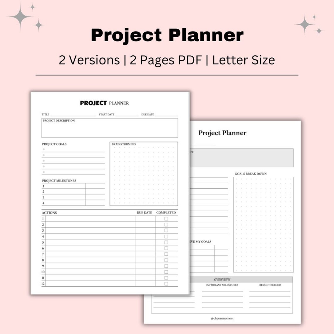 Project Planner Printable Productivity Planner Personal Project ...