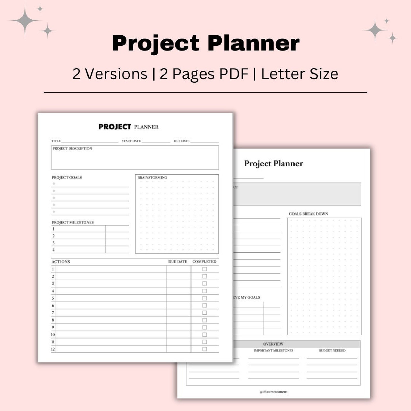 Project Planner Printable Productivity Planner Personal Project ...