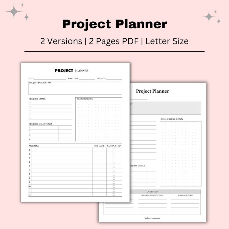 Project Planner Printable Productivity Planner Personal Project ...